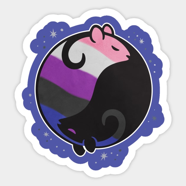 Genderfluid Rat Yin Yang LGBT Pride Flag - Genderfluid - Sticker | TeePublic